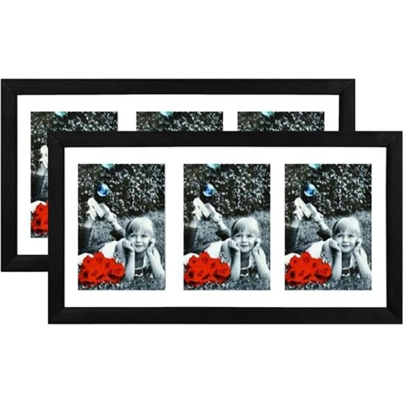 Wall Decor | 8x14 Black Collage Picture Frames 2 Pack Displays Three ...